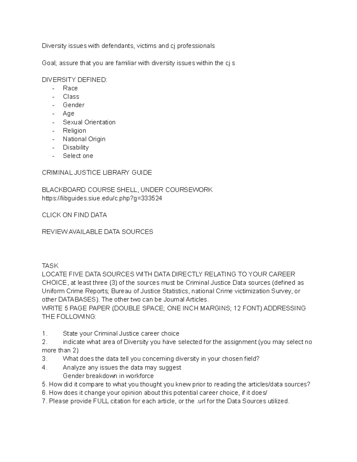 Diversity Assignment lecture - Diversity issues with defendants ...