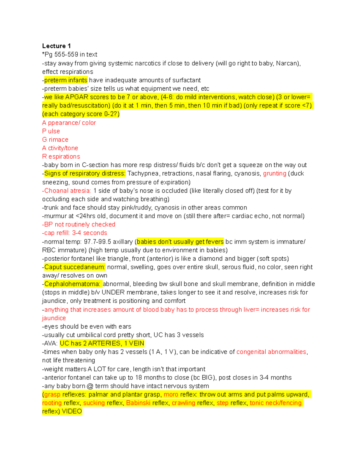 Assessment of the Newborn - Lecture 1 *Pg 555-559 in text -stay away from giving systemic ...