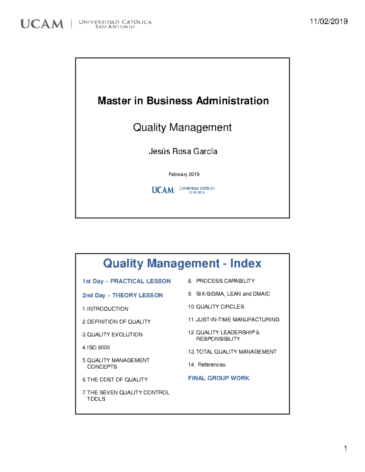 Quality Management - Master in Business Administration Quality ...