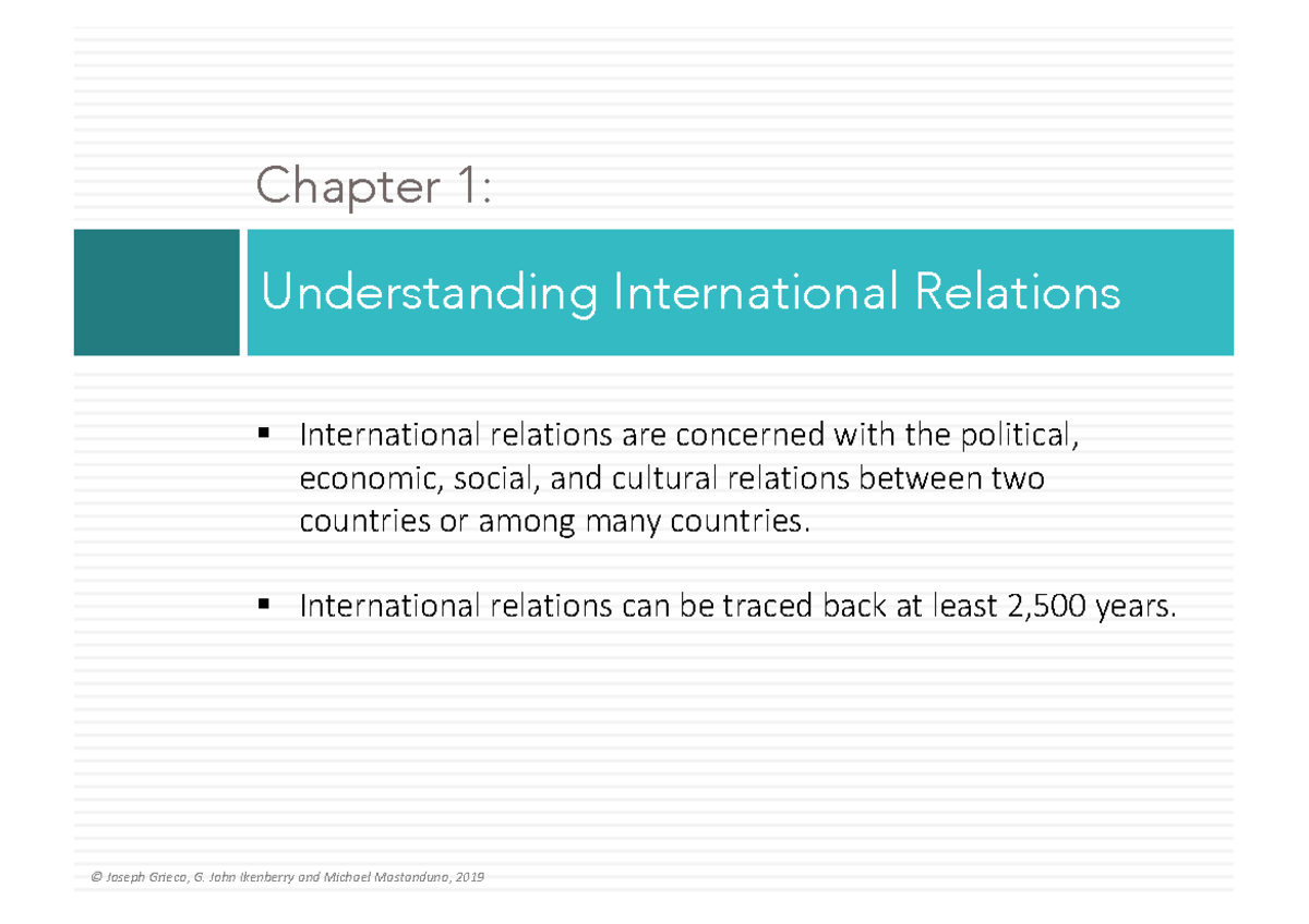 Ch1 ppt - ir101 chapter 1 slide - § International relations are ...