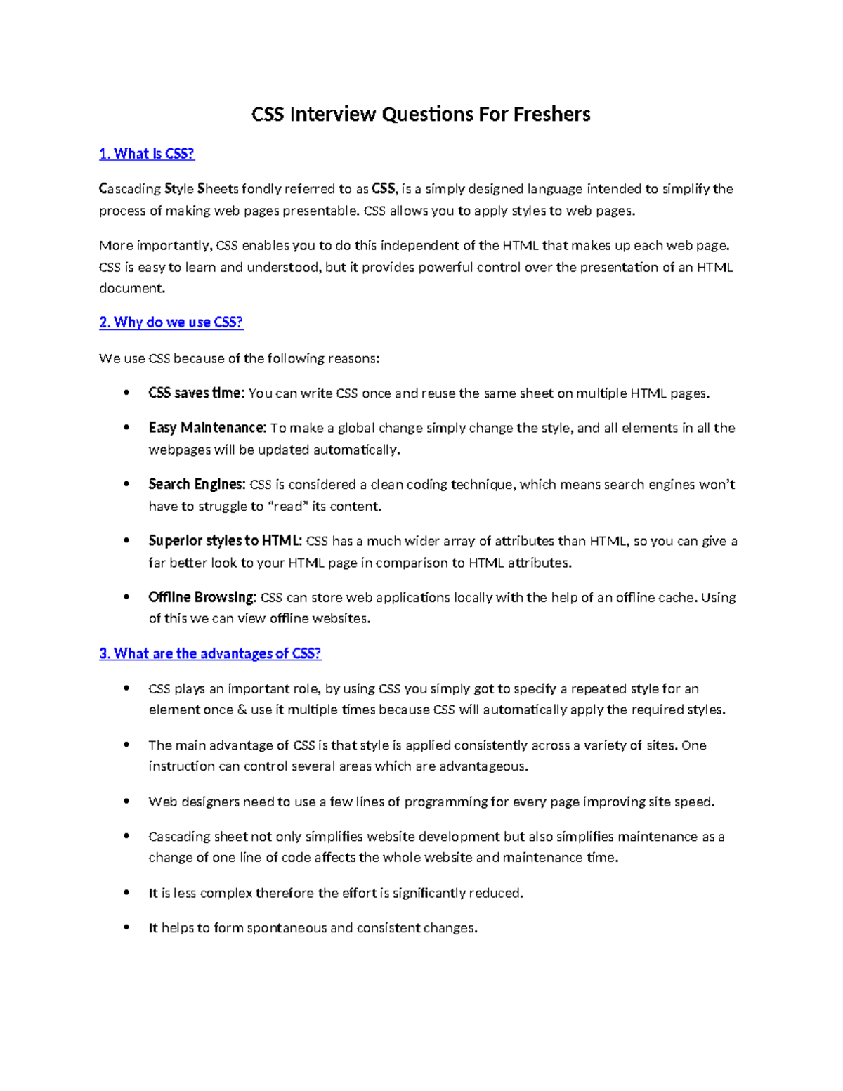 CSS Interview Questions For Freshers - CSS allows you to apply styles to web pages. More - Studocu