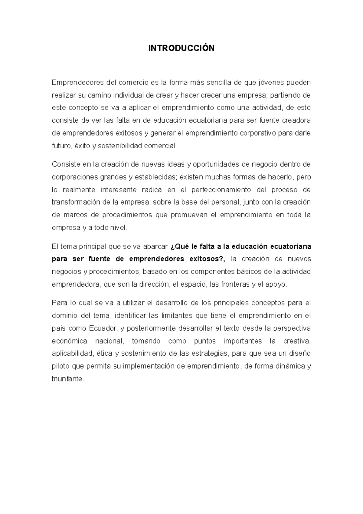 Que Es Una Introduccion De Un Proyecto Ejemplo Ejemplo