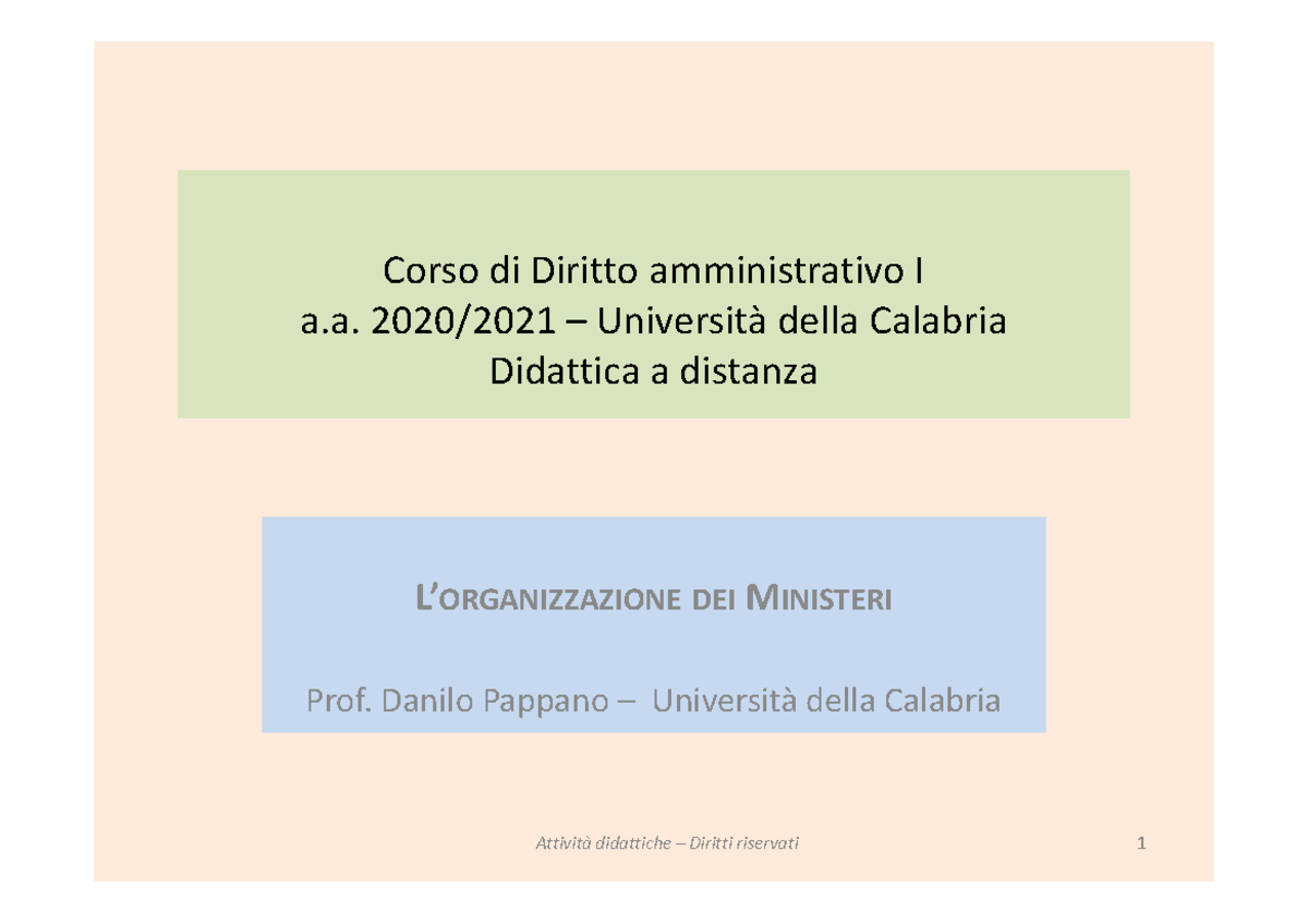 Organizzazione Ministeri a.a. 2020 2021 - Corso di Diritto ...