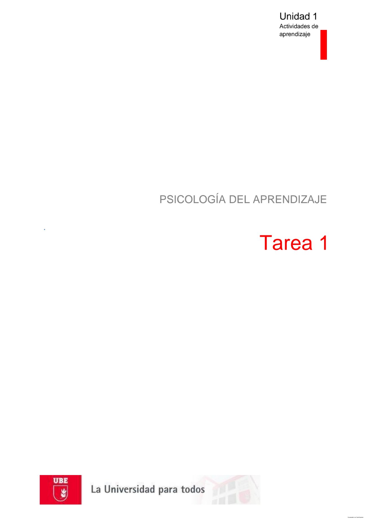 Tarea Práctica 1. Unidad 1. Aprendizaje - Psicología y Consumo - Studocu