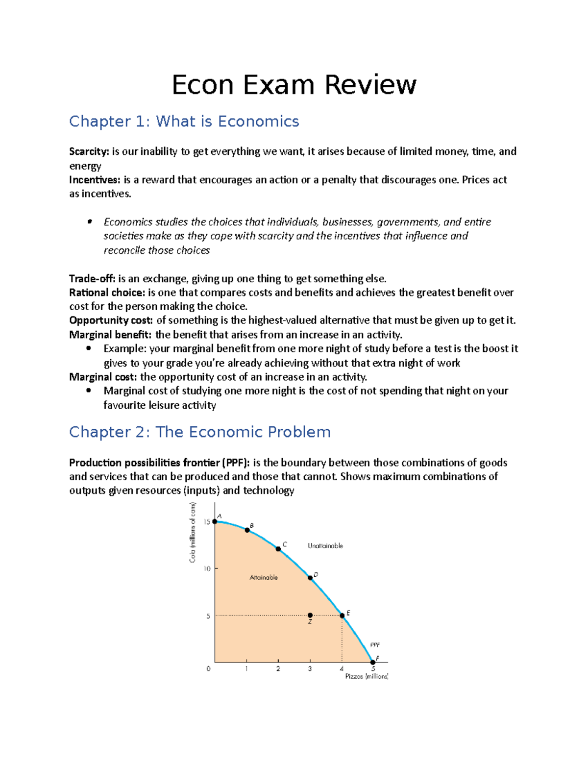 Econ Exam Review - Econ Exam Review Chapter 1: What is Economics ...