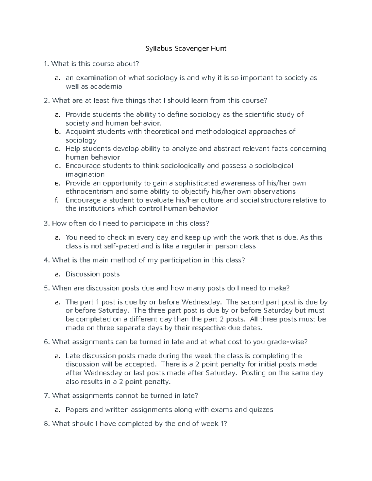 Syllabus Scavenger Hunt - Syllabus Scavenger Hunt What is this course ...