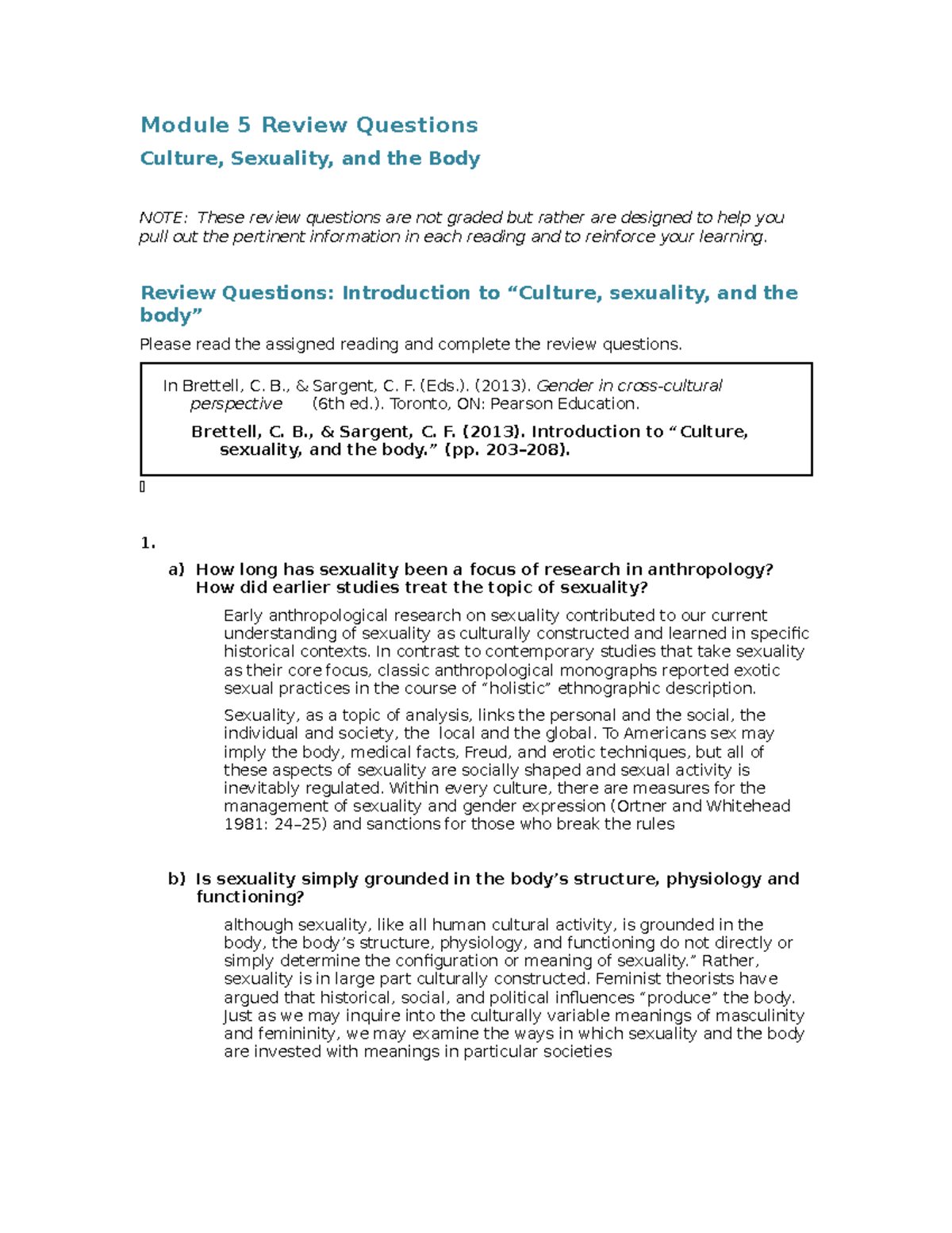 Module 5 Review Questions - Module 5 Review Questions Culture ...