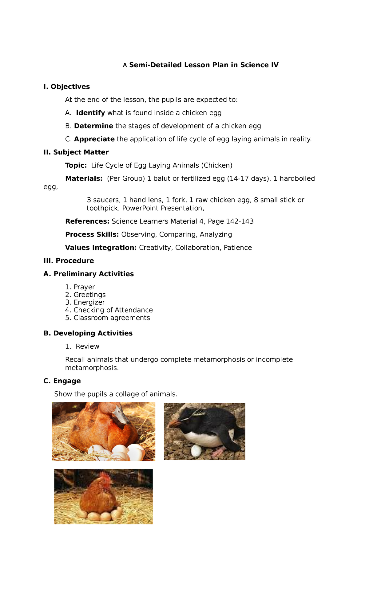 5E's Lesson Plan - Heuben - A Semi-Detailed Lesson Plan in Science IV I ...