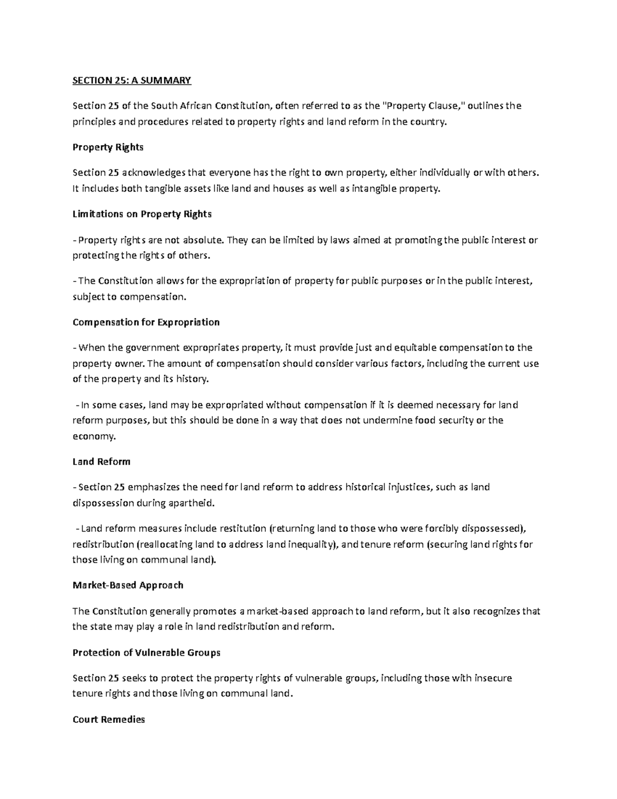 A summary of section 25 - SECTION 25: A SUMMARY Section 25 of the South ...