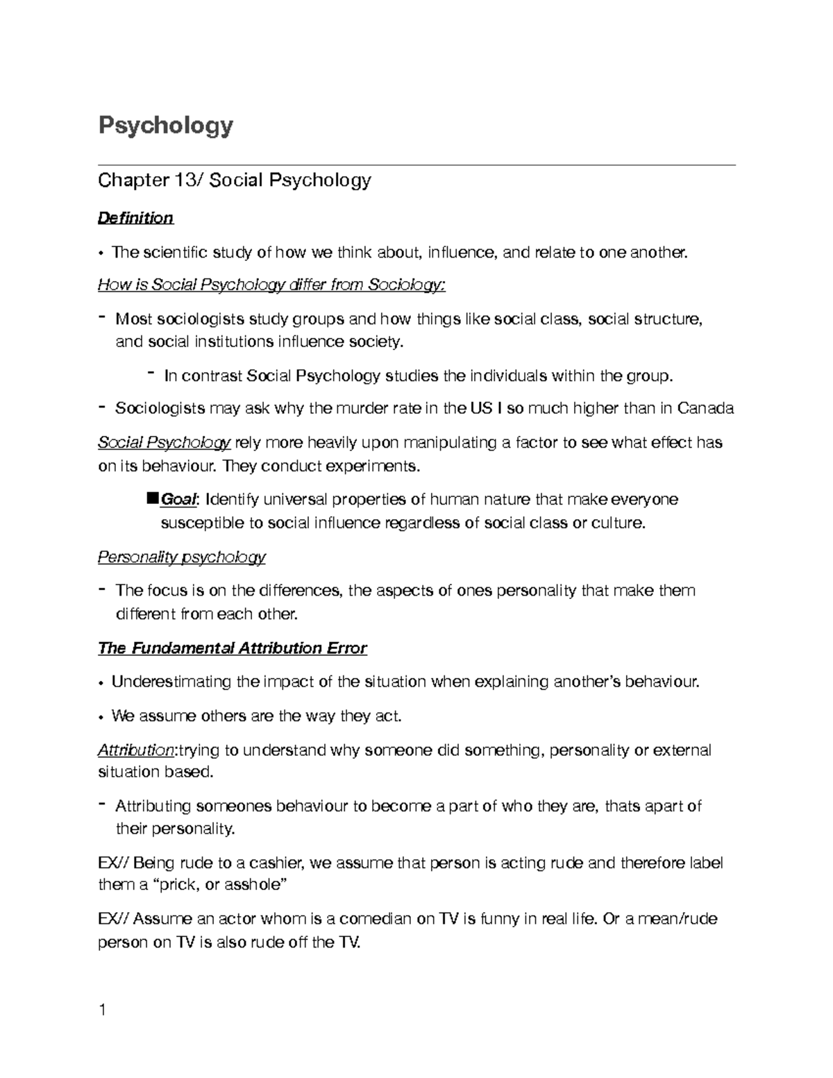 Chapter 13 Psychology - Psychology Chapter 13/ Social Psychology ...