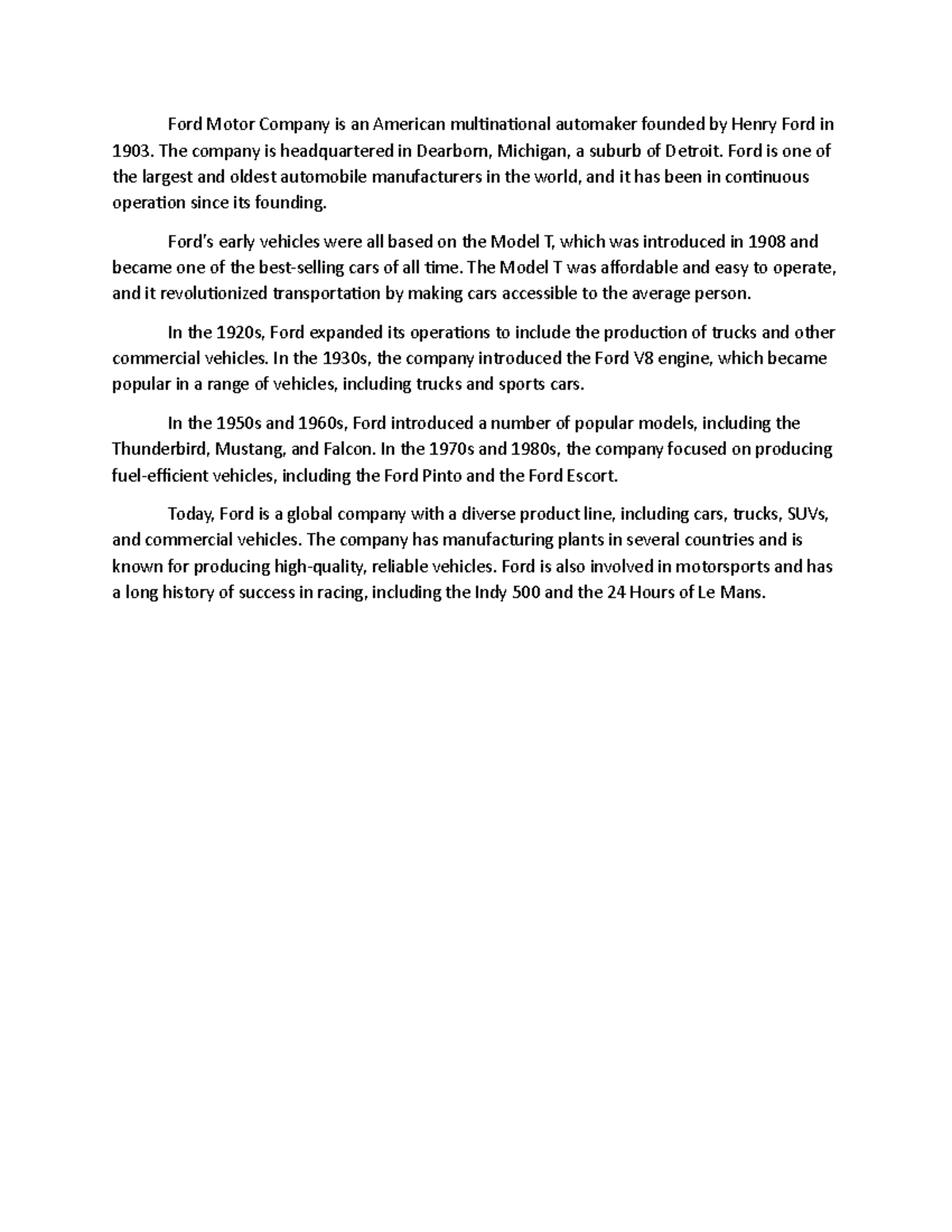 Ford - The History of Ford - Ford Motor Company is an American ...