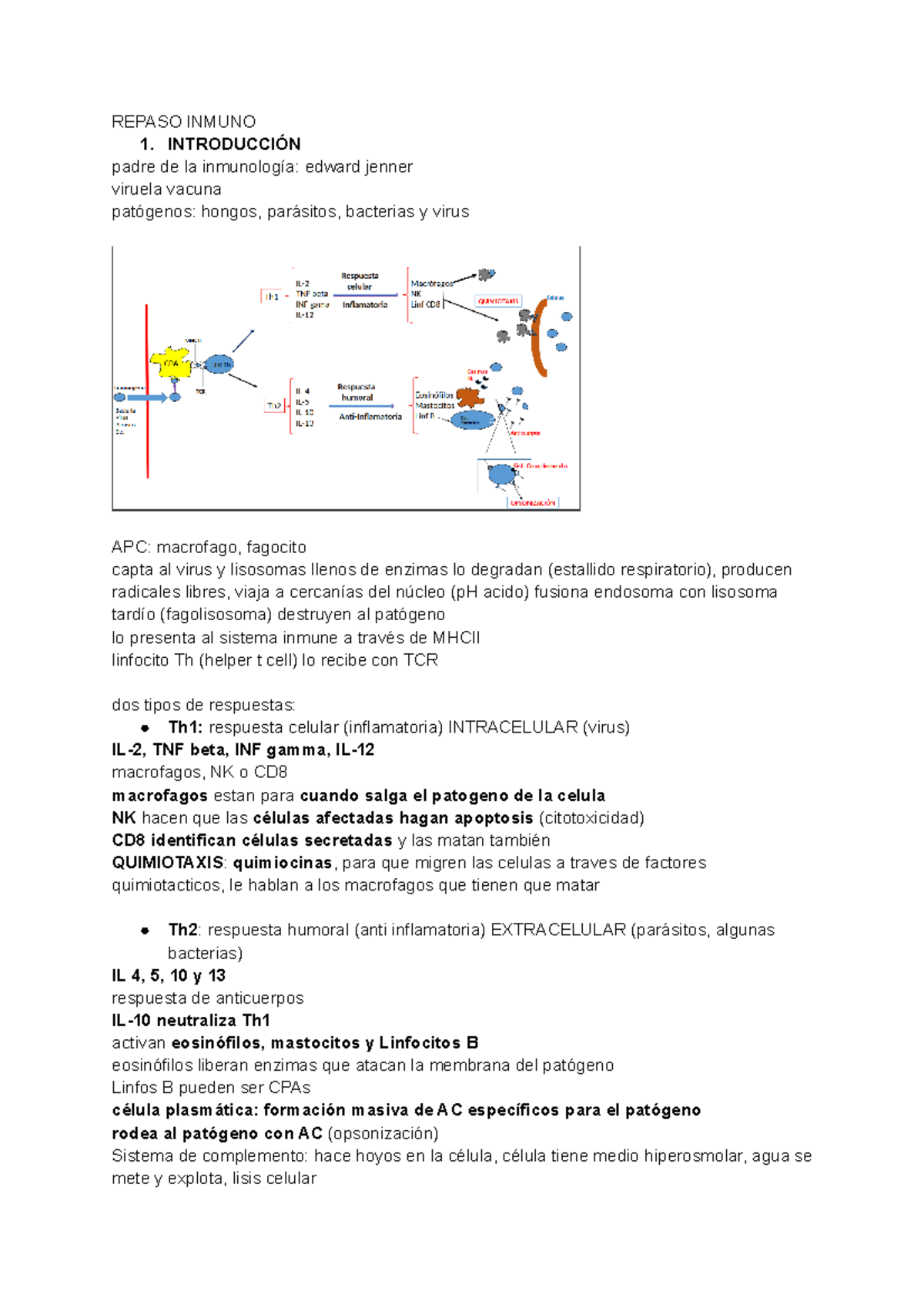 Repaso Inmuno - REPASO INMUNO 1. INTRODUCCIÓN padre de la inmunología ...