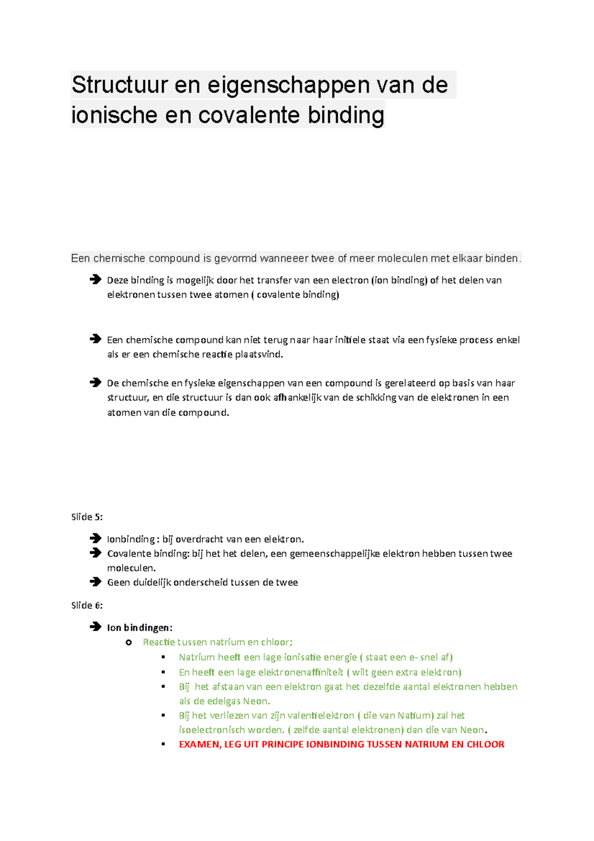 Structuur en eigenschappen van de ionische en covalente binding ...