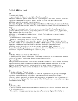 Article 14- 18 - notes for law students - Article 14- 18 (short notes ...