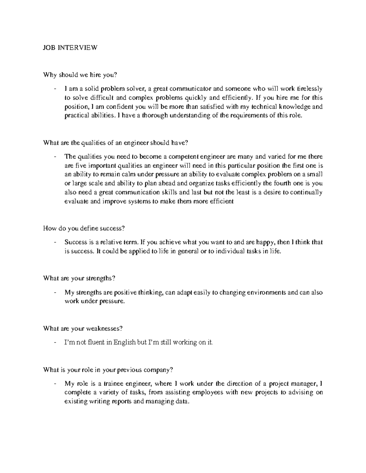 Interview Questions Answers - JOB INTERVIEW Why should we hire you? I ...