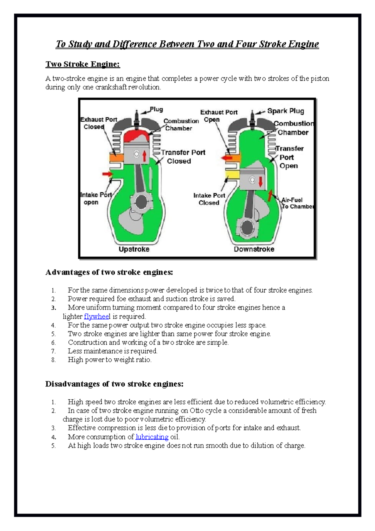 1 IC engine opration - To Study and Difference Between Two and Four ...