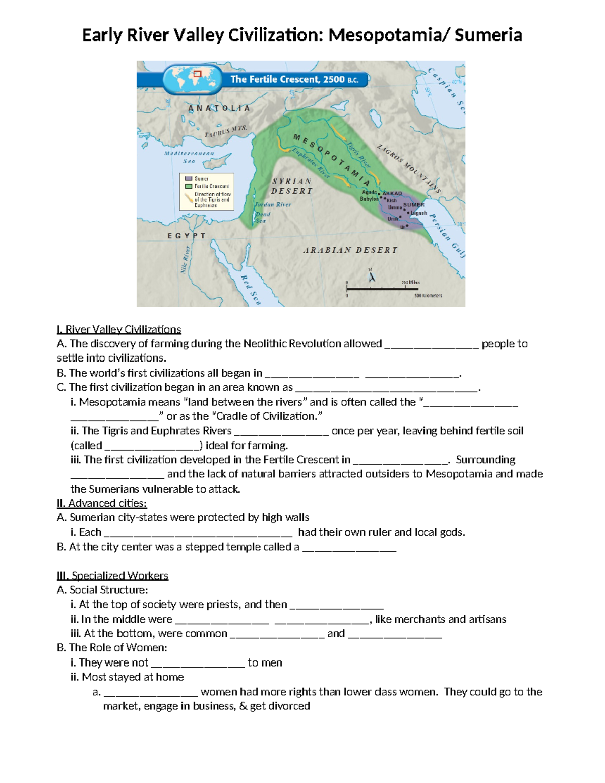 Rylynn Berlin - Mesopotamia Egypt Fill in Notes - Early River Valley ...