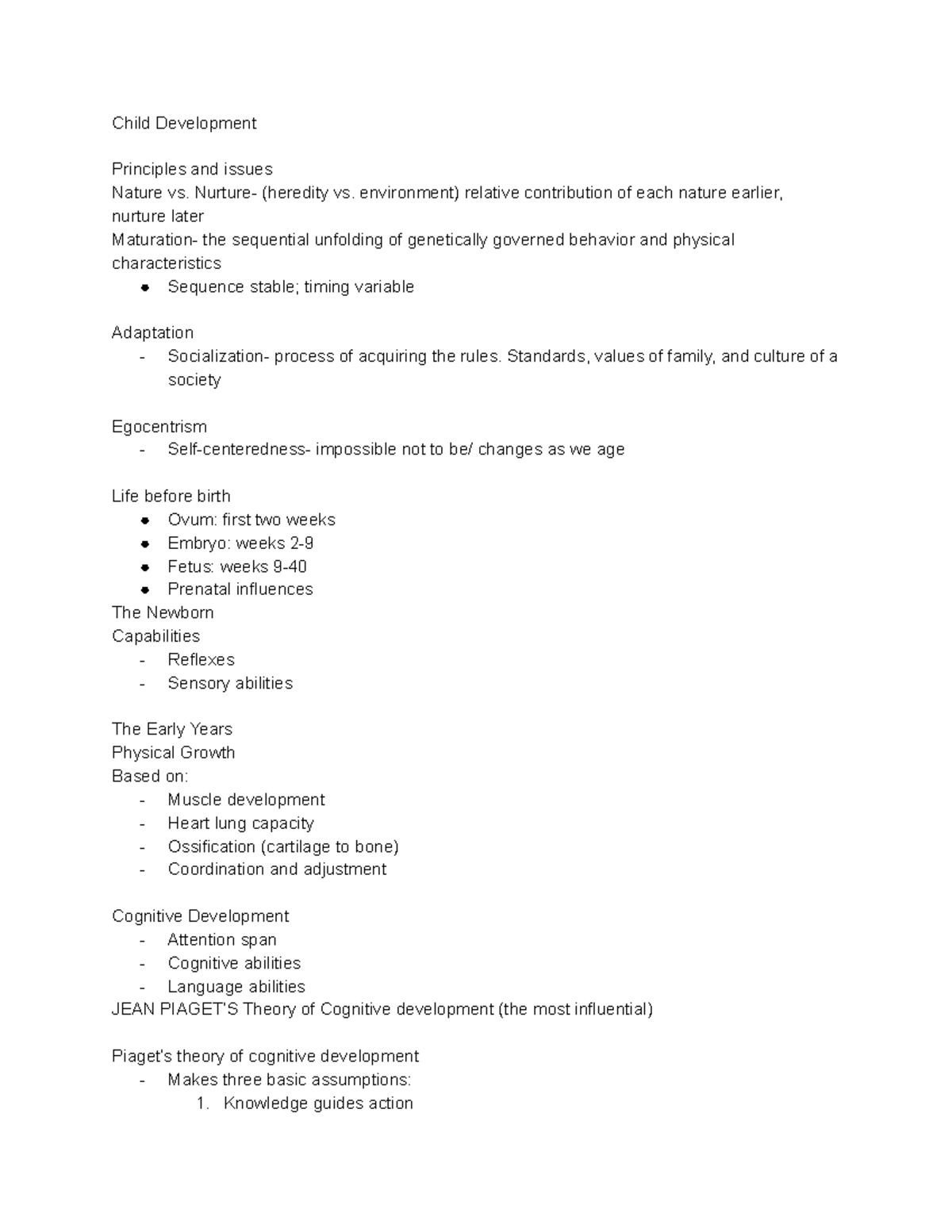 Child Development Notes - Child Development Principles and issues ...