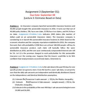 Assignment 4-solutions - Assignment 4 For Lecture 5: Discrete Time Markov Chains [Due Date: 21 ...