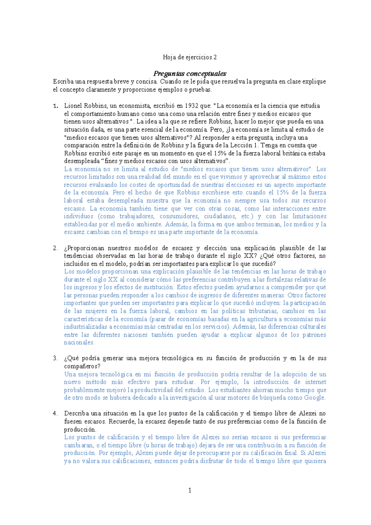 Hoja 2 Soluciones - Hoja de ejercicios 2 Preguntas conceptuales Escriba una respuesta breve y ...