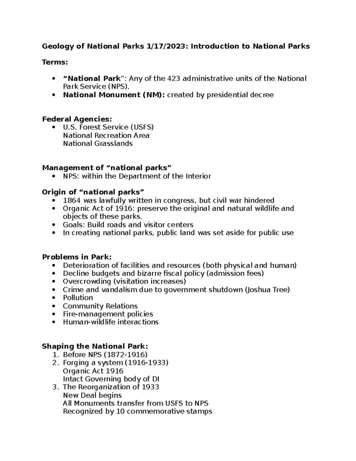Geology of National Parks 1 - National Monument (NM): created by ...