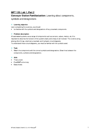 Conveyor - Lab 1, Part 1 - Handling solutions - © Festo Didactic GmbH & Co. KG • MecLab® 1 MPT ...