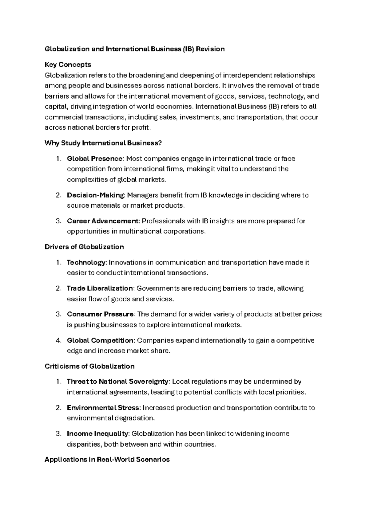 CH 1 Globalization and International Business - Globalization and ...