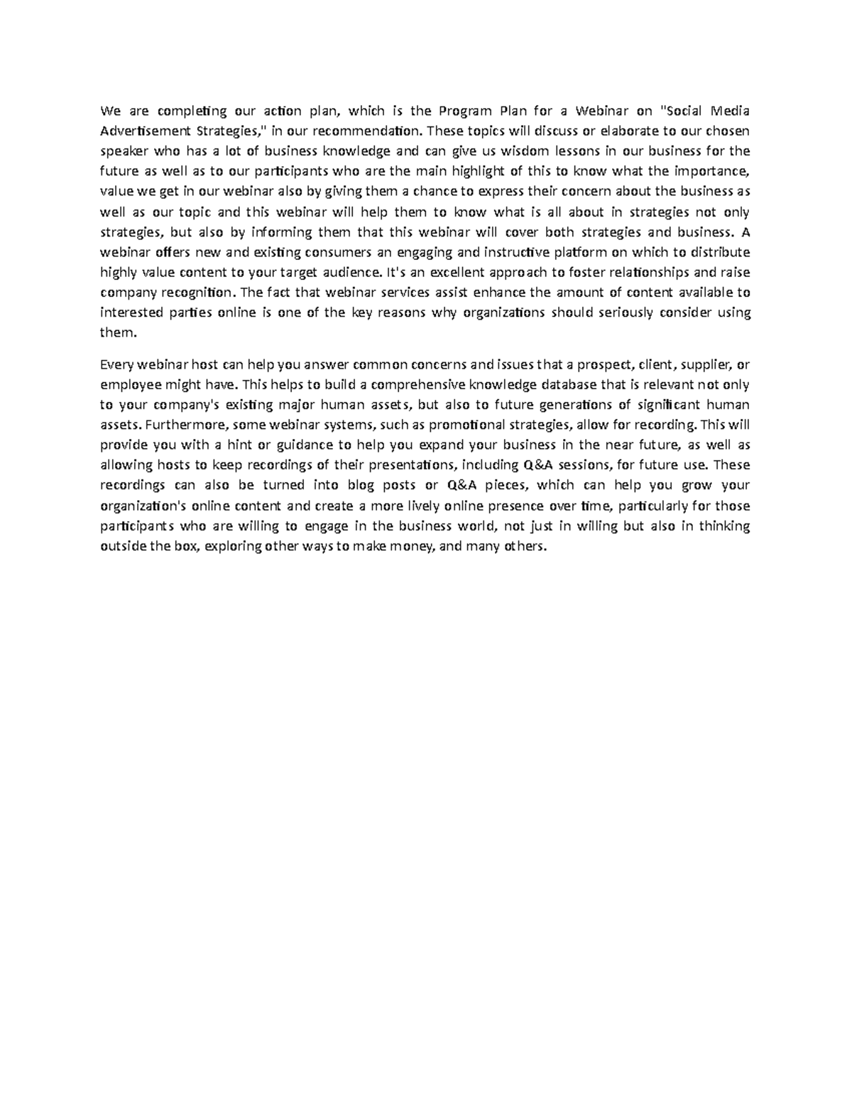 Recommendations - Recommendation paper - We are completing our action ...