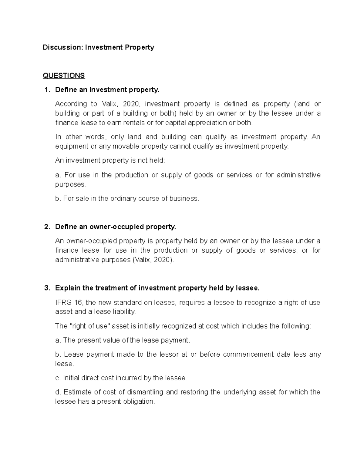 Discussion investment property - Discussion: Investment Property ...