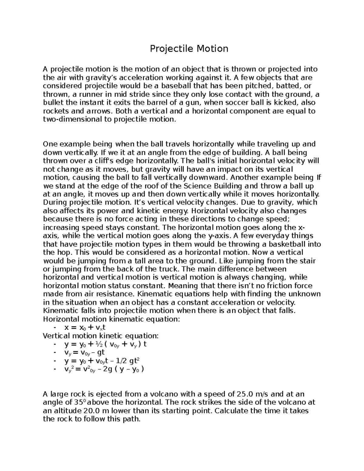 Projectile Motion - A few objects that are considered projectile would ...