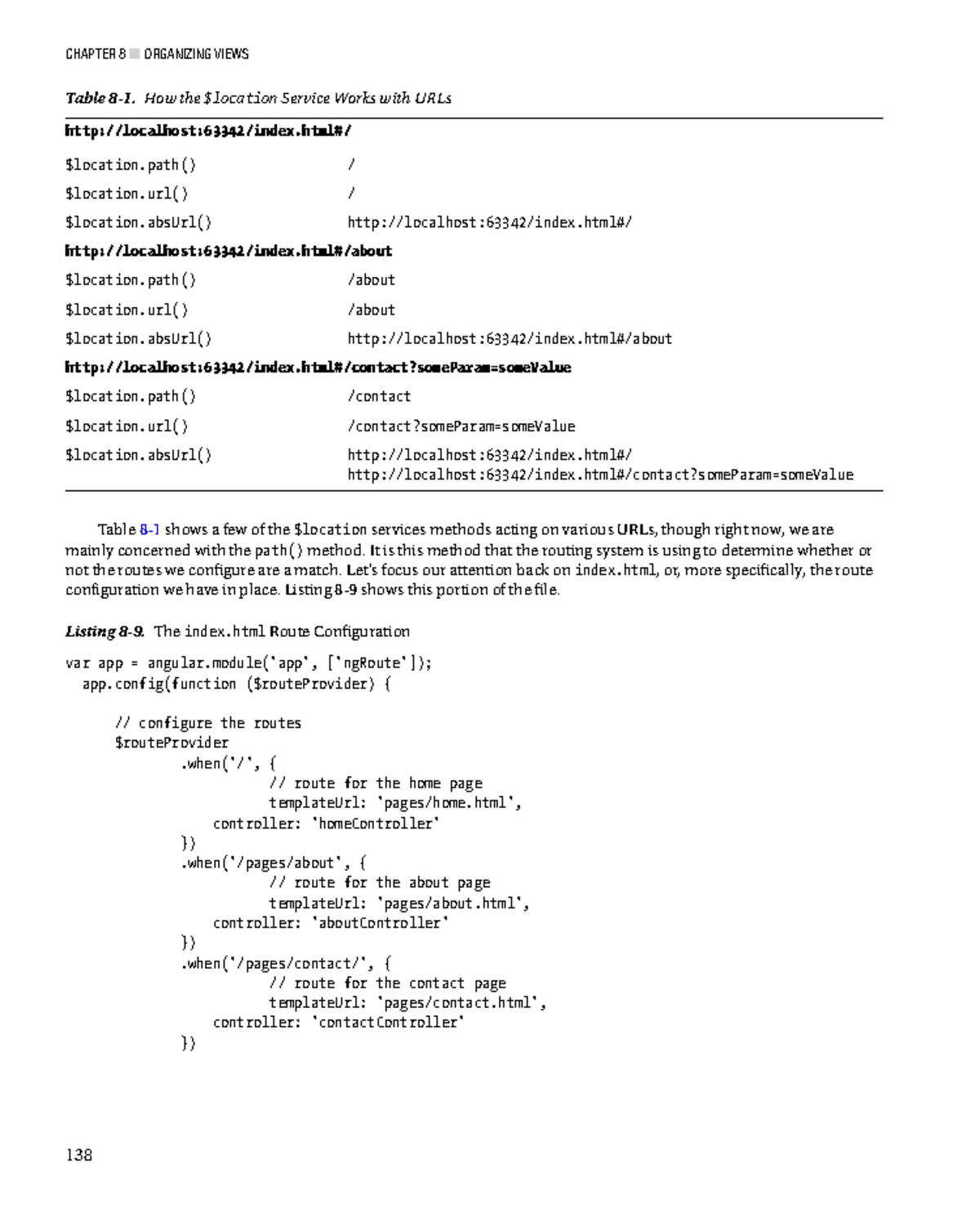 Beginning Angular Js And Web Development Table 8 1 Shows A Few Of The Location Services