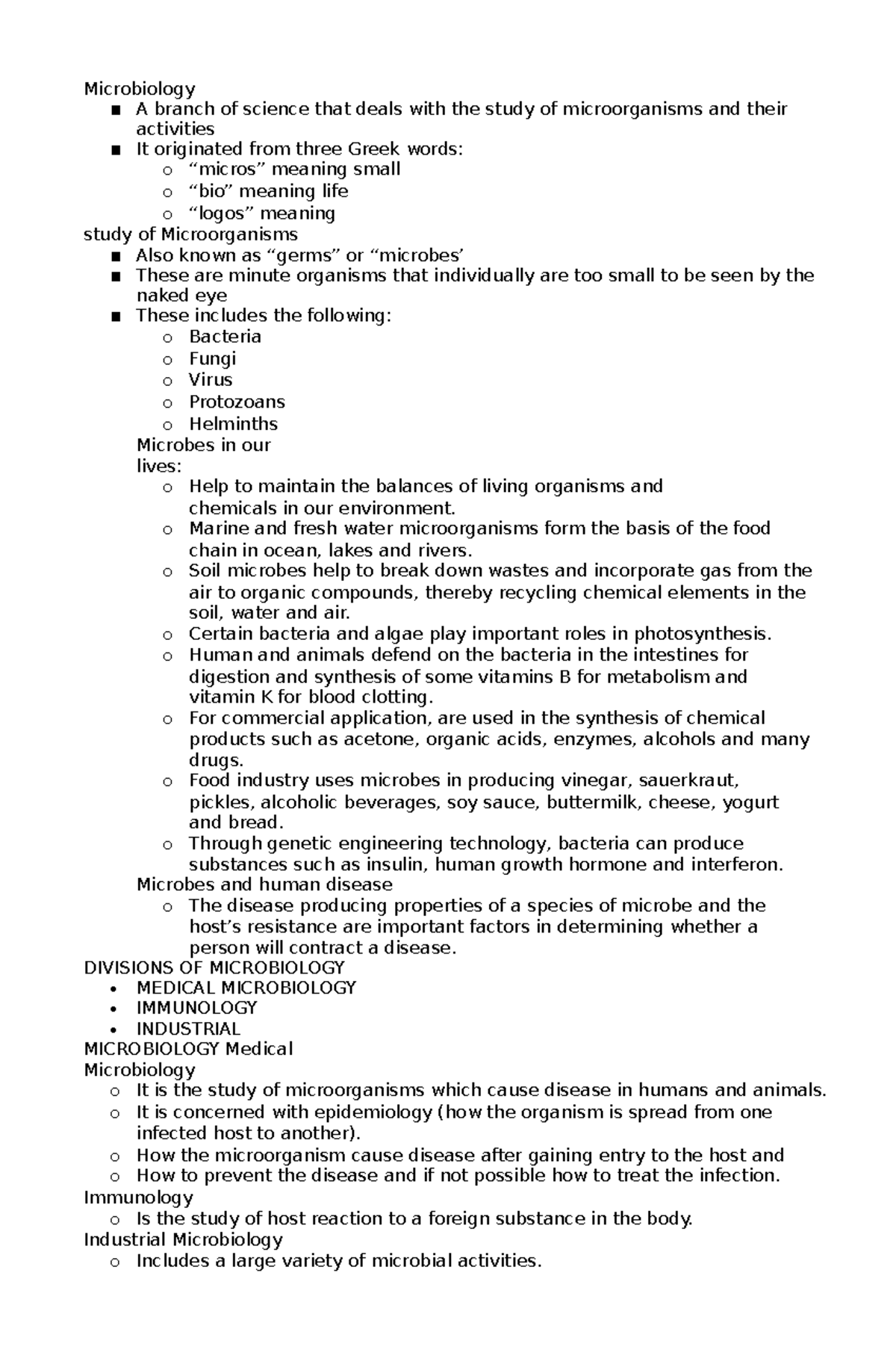 Introduction To Microbiology Microbiology A Branch Of Science That