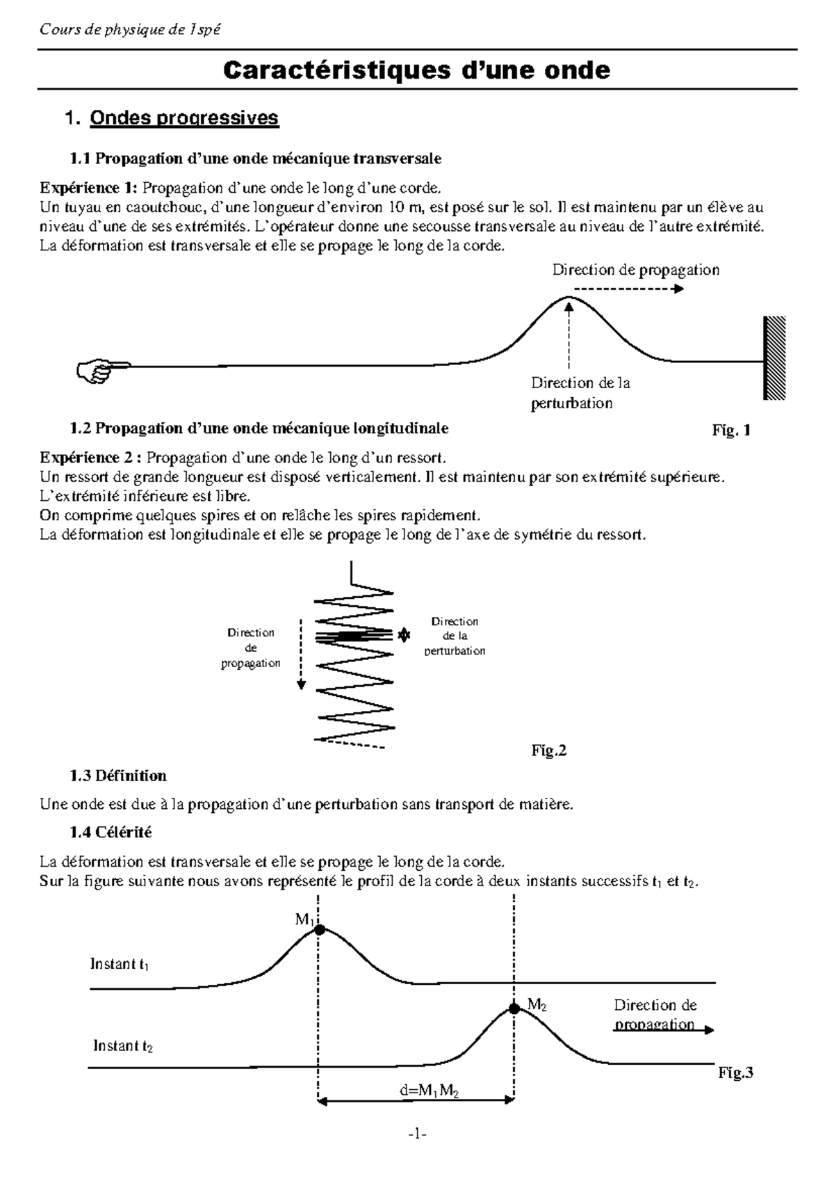 Caractéristiques d'une onde - Caractéristiques d’une onde 1. Ondes ...