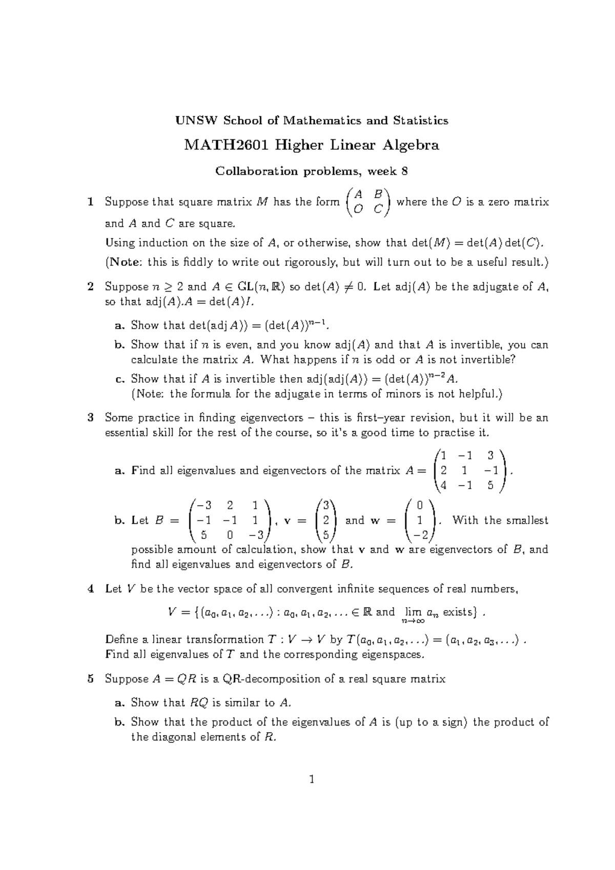 MATH2601 Collaborate 08 - UNSW School of Mathematics and Statistics MATH2601 Higher Linear ...