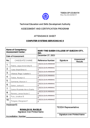 PEI - COMPUTER NETWORKING - TESDA-OP-CO-05-F Rev.No-03/08/ Performance ...