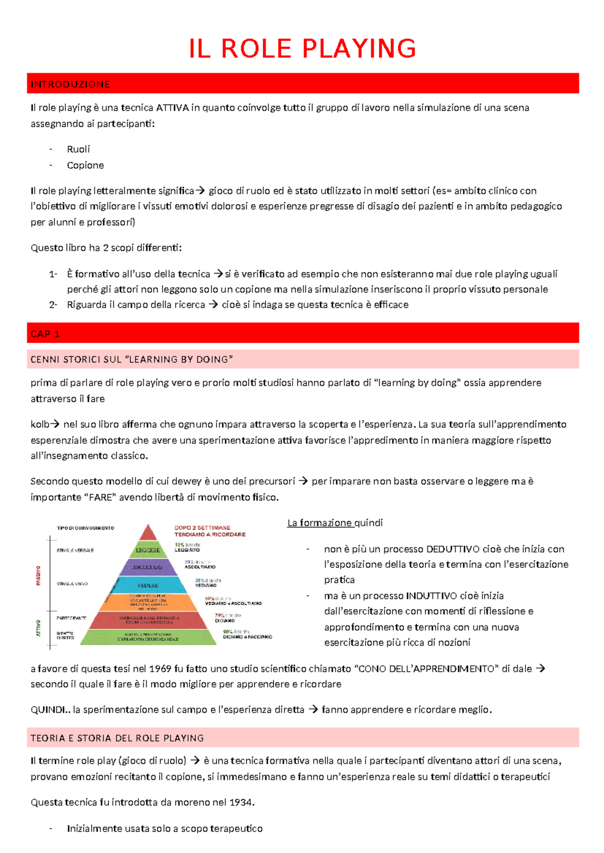 Il role playing - riassunto del libro e info prese in classe - IL ROLE ...
