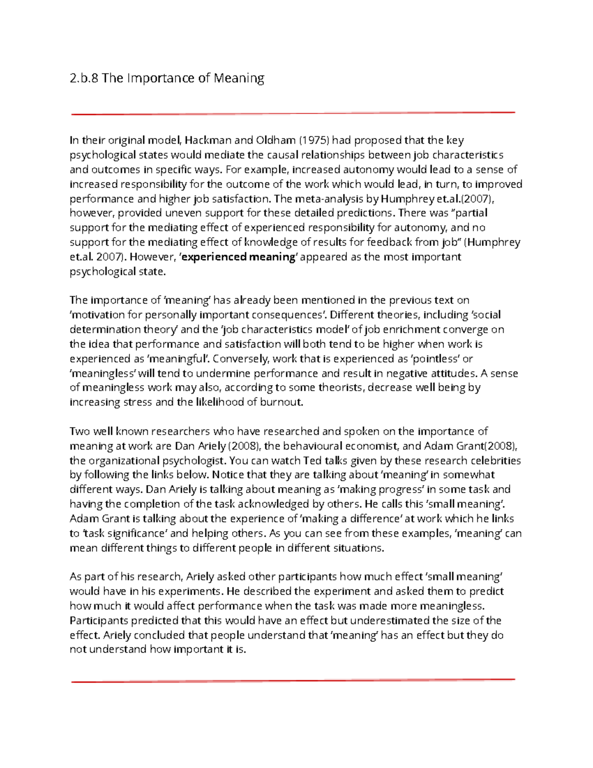 2.b.8 Meaning - Graham Rodwell - 2.b The Importance of Meaning In their ...