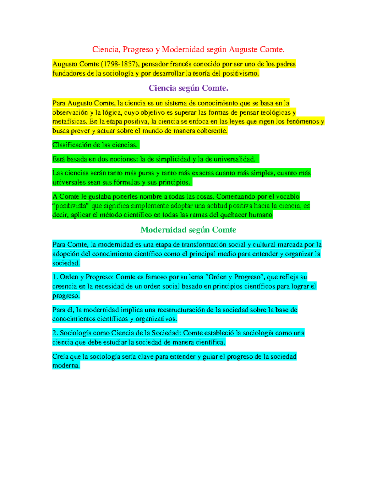 Ciencia, Progreso y Modernidad 1 - Augusto Comte (1798-1857), pensador ...