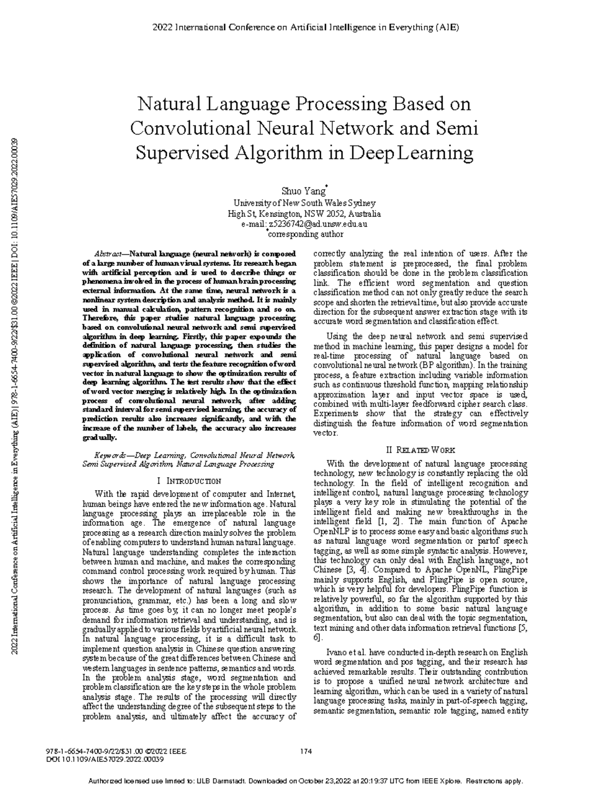 Natural Language Processing Based on Convolutional Neural Network and ...