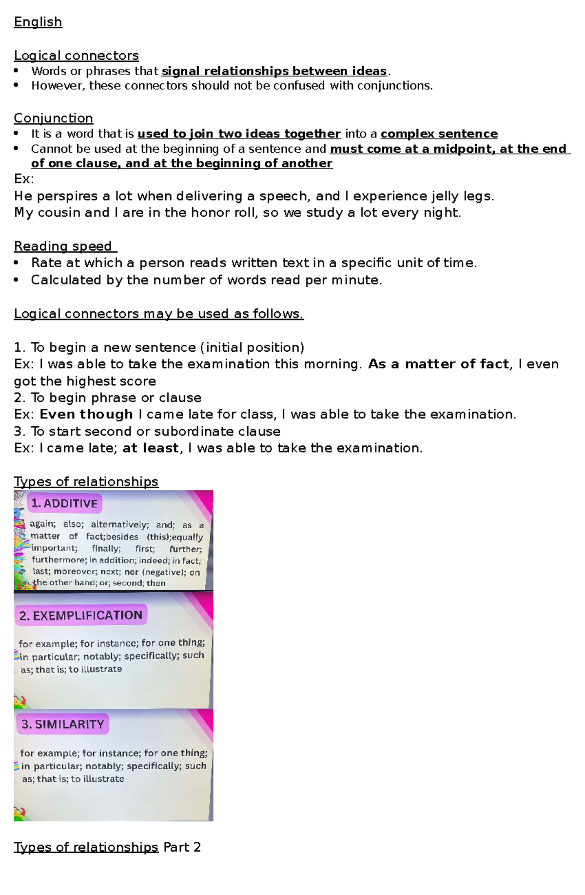Eng reviewer - English Logical connectors Words or phrases that signal ...