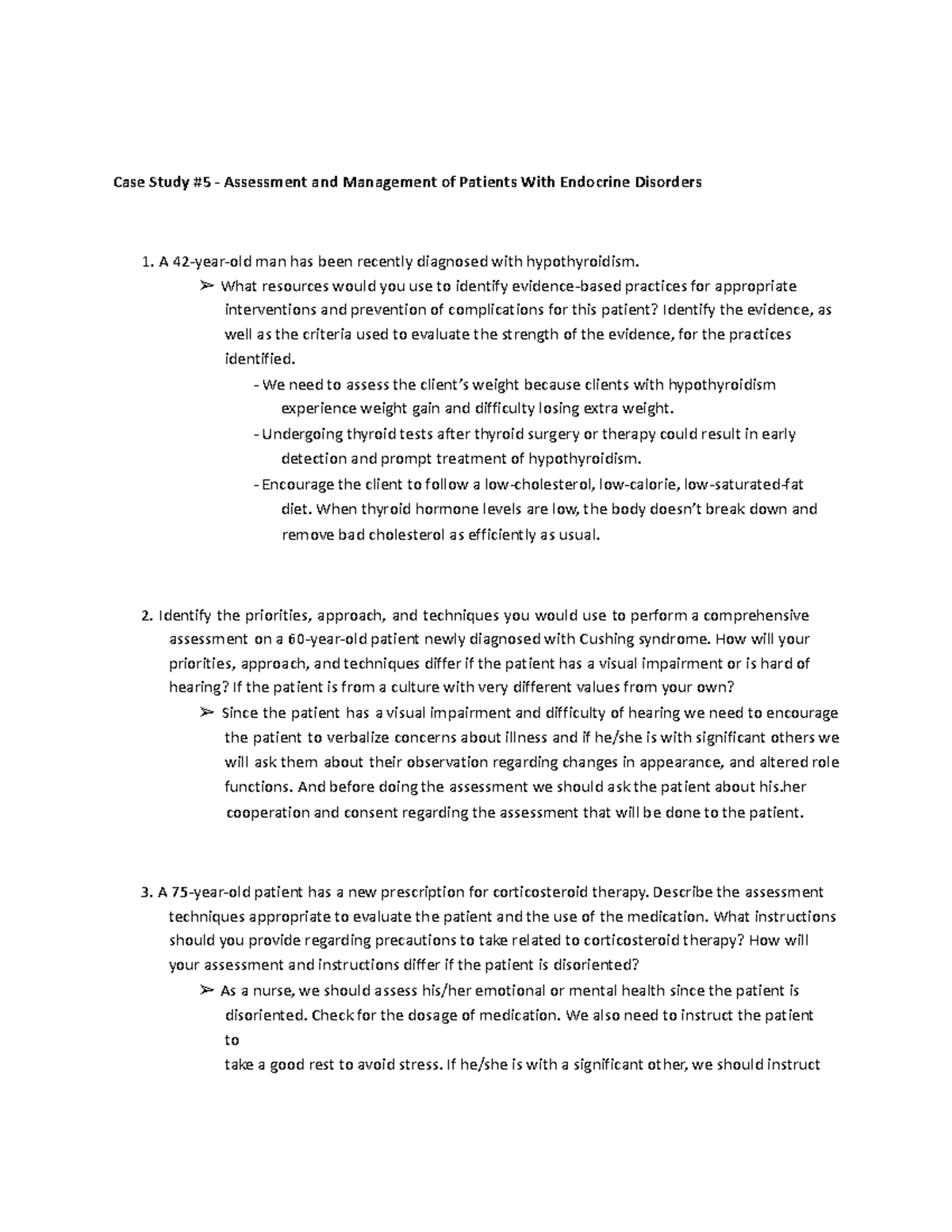 Case Study Assessment and Management of Patients With Endocrine ...