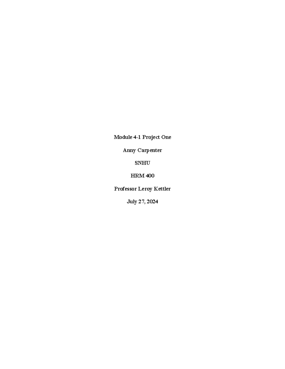 Mod 4 Project One - Memo - Module 4-1 Project One Anny Carpenter SNHU ...
