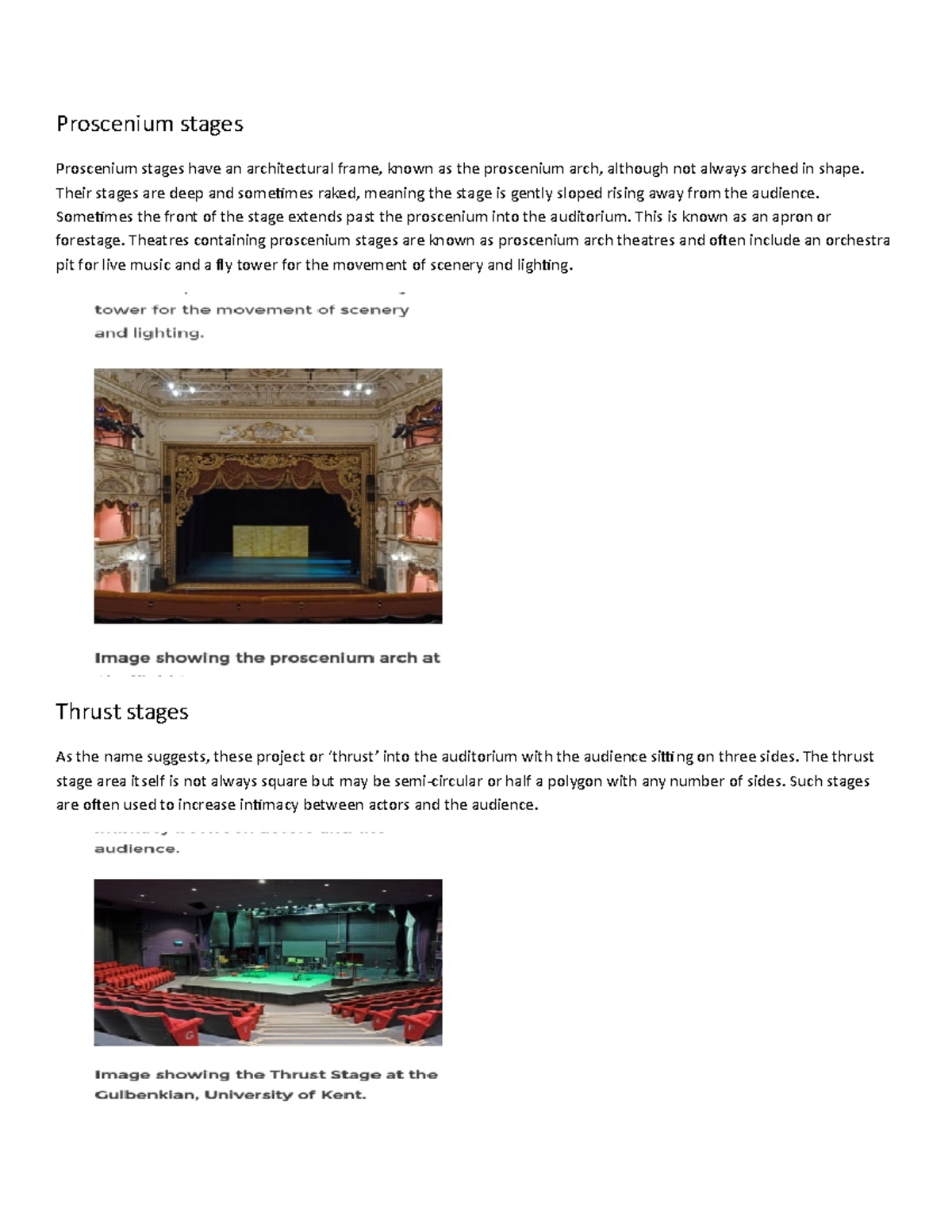Proscenium stages - explanation of something happened in the pass about ...