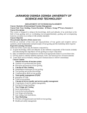 Tour guiding handout 1 - lecture notes - CONCEPTUALIZING AND FOSTERING ...