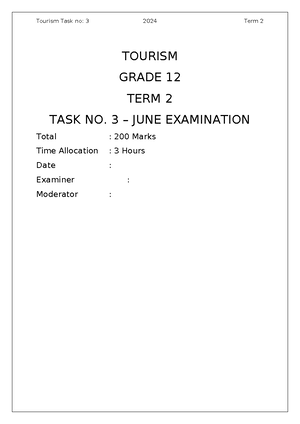 Tourism PAT Gr 10 - 2024 - Teacher Guidelines Ecdoe - TOURISM PRACTICAL ASSESSMENT TASK TEACHER ...