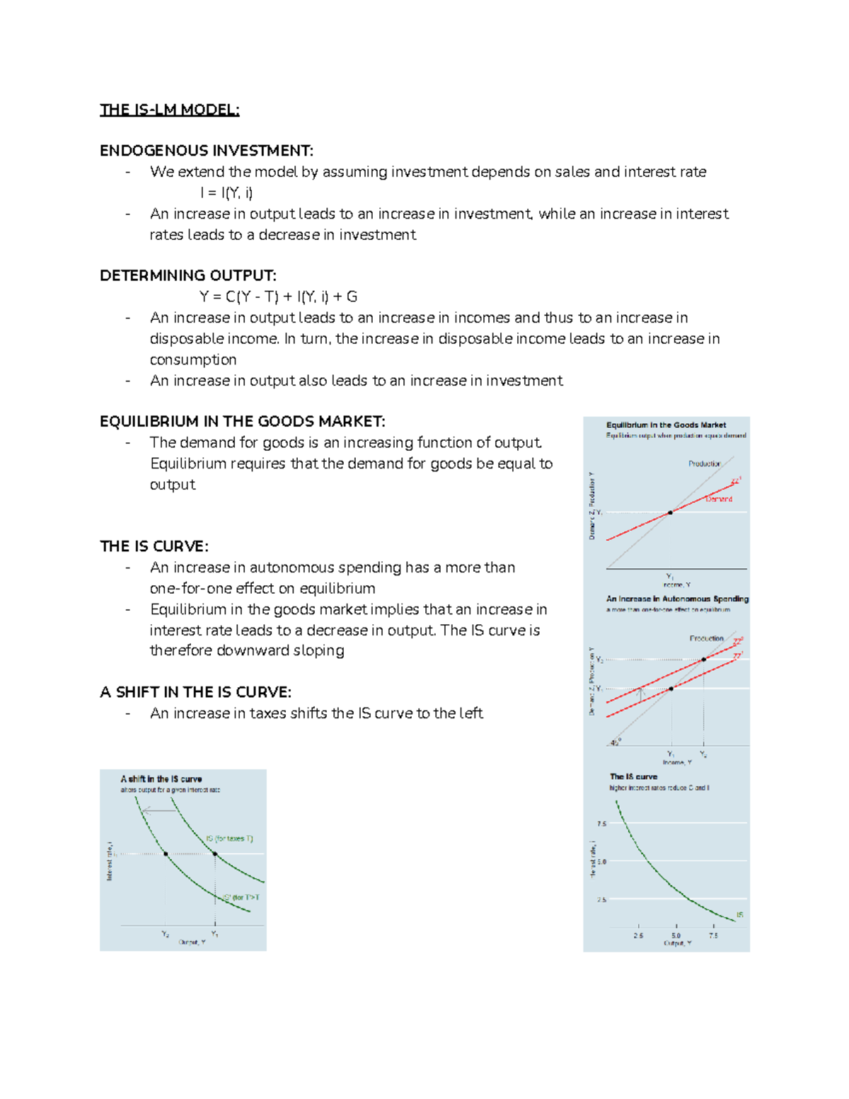 The IS-LM Model - THE IS-LM MODEL: ENDOGENOUS INVESTMENT: We extend the ...
