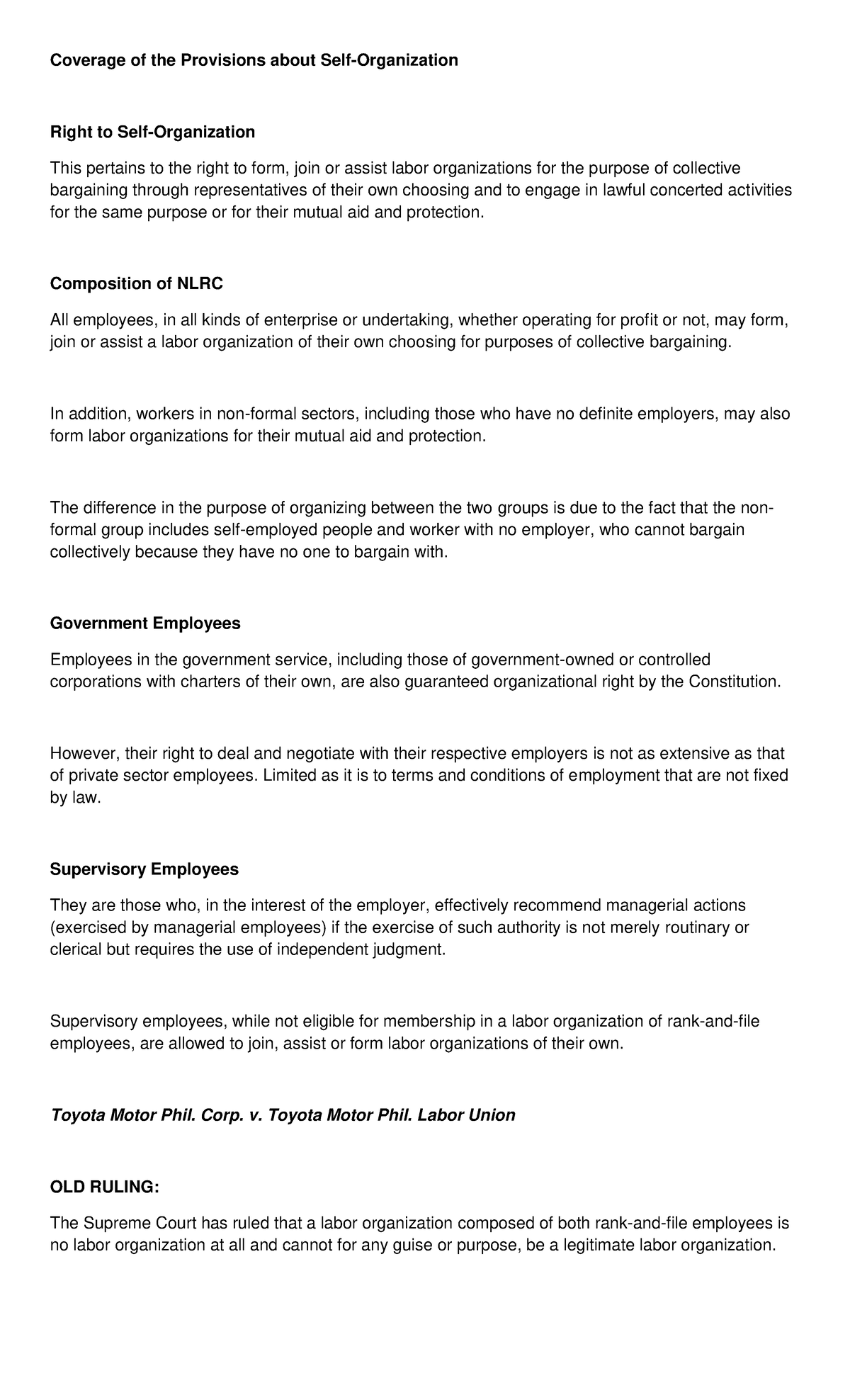 Coverage of the Provisions about Self - Coverage of the Provisions ...