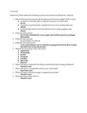 Principles of Networking HW#3 - Instructions: Please answer the ...