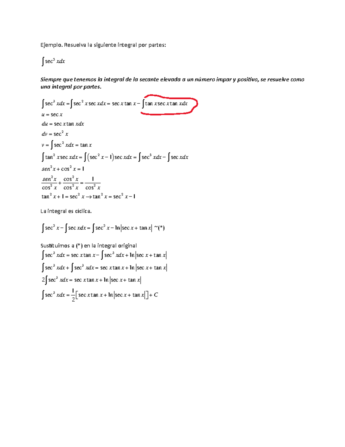 Integral de la secante al cubo 26092023 - Ejemplo. Resuelva la ...