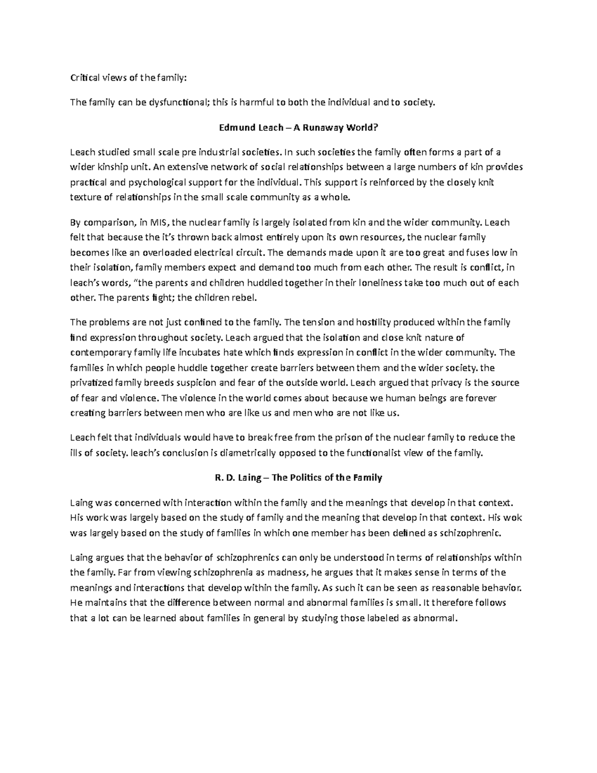 6) Critical View - ideology summary, good for clearing concepts, do not ...